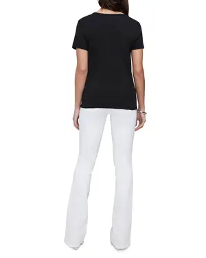 Three Dots Cotton V-neck Tee - Black