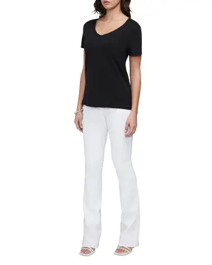 Three Dots Cotton V-neck Tee - Black