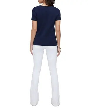 Three Dots Cotton V-neck Tee - Navy