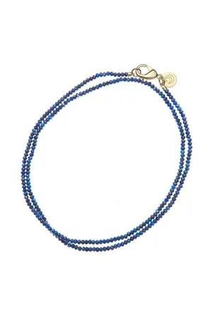 JANE WIN Double Wrap Lapis Lazuli Beaded Necklace - Gold