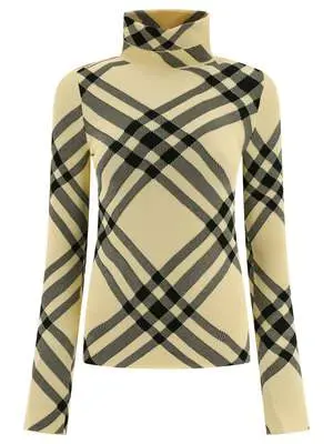 Burberry Check Turtleneck - Beige