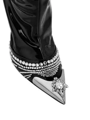 Philipp Plein Crystal-embellished Patent Leather Knee-high Boots