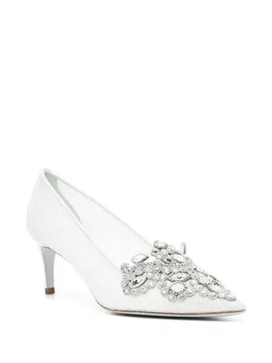 Rene Caovilla Veneziana 60mm Lace Pumps - Silver
