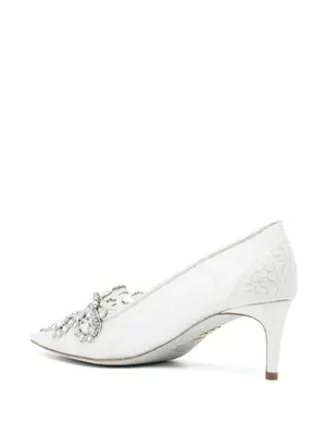 Rene Caovilla Veneziana 60mm Lace Pumps - Silver