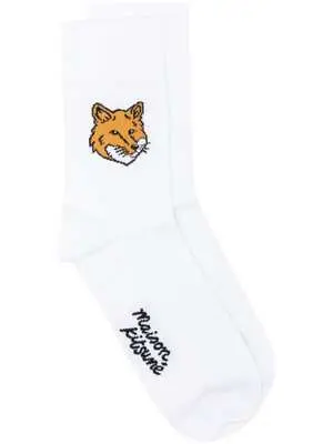 Maison Kitsuné Fox-motif Socks - White