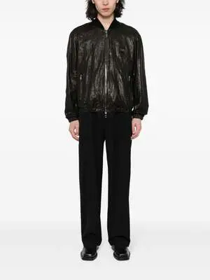 Dolce & Gabbana Crinkled Leather Bomber Jacket