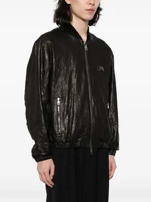Dolce & Gabbana Crinkled Leather Bomber Jacket