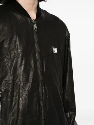 Dolce & Gabbana Crinkled Leather Bomber Jacket