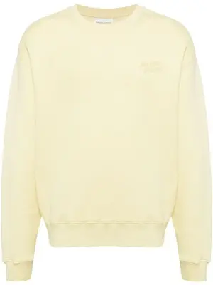 Maison Kitsuné Logo Embroidered Cotton Sweatshirt - Yellow