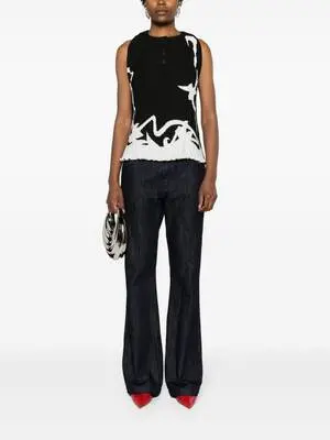 LANVIN Abstract-print Pleated Blouse - Black