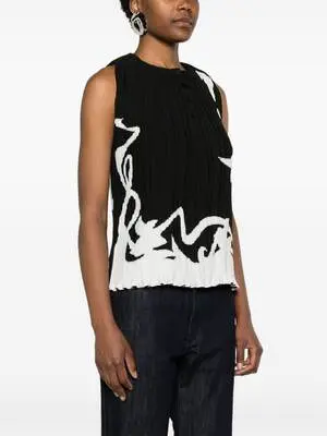 LANVIN Abstract-print Pleated Blouse - Black