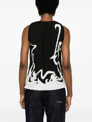 LANVIN Abstract-print Pleated Blouse - Black