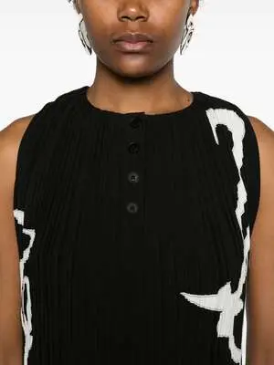 LANVIN Abstract-print Pleated Blouse - Black