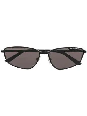 Balenciaga Logo-engraved Rectangle Sunglasses - Black