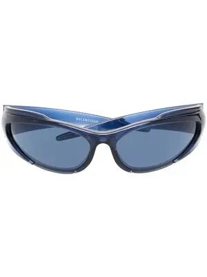 Balenciaga Reverse Xpander Rectangle-frame Sunglasses - Blue