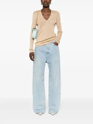 TOM FORD Ribbed V-neck Jumper - Neutrals