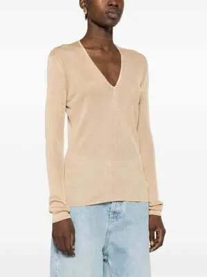 TOM FORD Ribbed V-neck Jumper - Neutrals