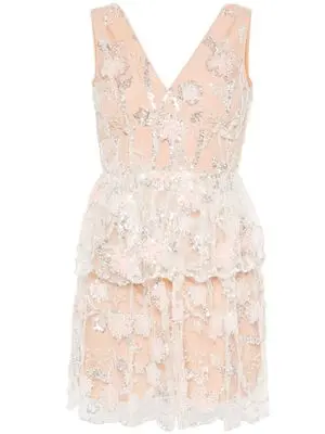 SELF-PORTRAIT Sequined Lace Mini Dress