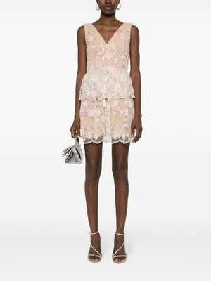 SELF-PORTRAIT Sequined Lace Mini Dress