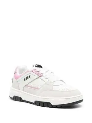 MSGM Logo-print Leather Sneakers - Neutrals
