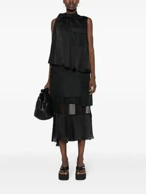 Sacai Asymmetric Panelled Midi Skirt