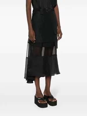 Sacai Asymmetric Panelled Midi Skirt
