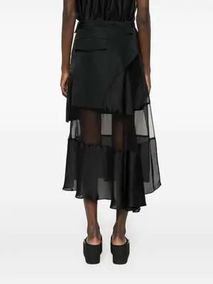 Sacai Asymmetric Panelled Midi Skirt