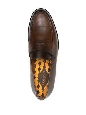 DOUCAL'S Burnished-finish Leather Loafers