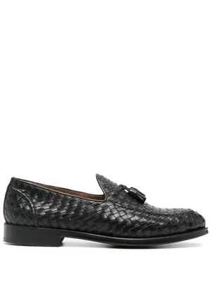 DOUCAL'S Interwoven Leather Loafers - Black