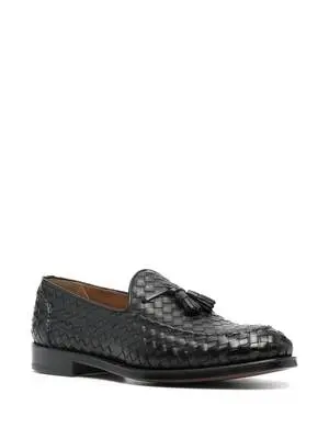 DOUCAL'S Interwoven Leather Loafers - Black