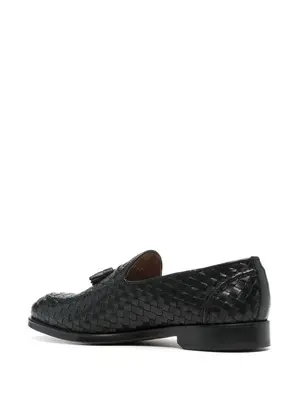 DOUCAL'S Interwoven Leather Loafers - Black