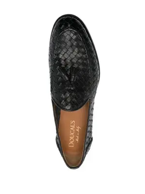 DOUCAL'S Interwoven Leather Loafers - Black