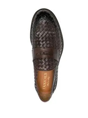 DOUCAL'S Interwoven Leather Loafers - Brown
