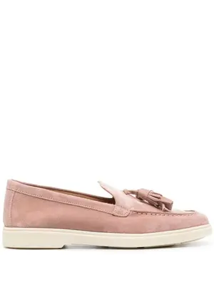 Santoni Tassel Detail Suede Loafers