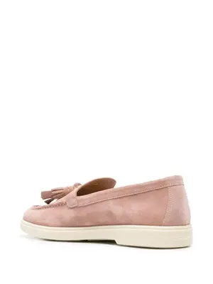 Santoni Tassel Detail Suede Loafers