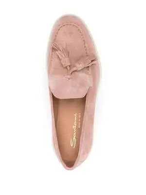 Santoni Tassel Detail Suede Loafers