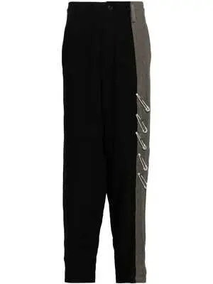 Yohji Yamamoto Two-tone Linen Trousers - Black