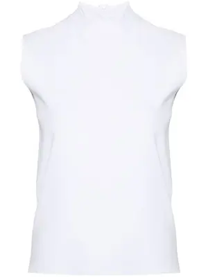 Plan C Fine-knit Mock-neck Top - White