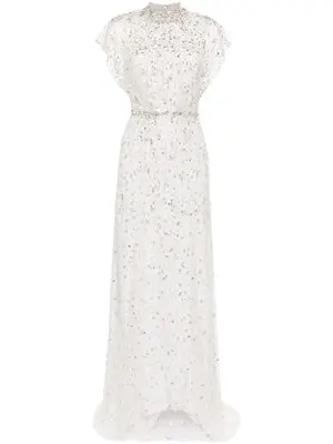 Jenny Packham Crystal Drop Gown - Grey