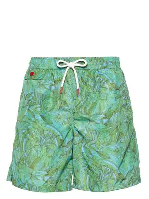 Kiton Logo-embroidered Swim Shorts - Green