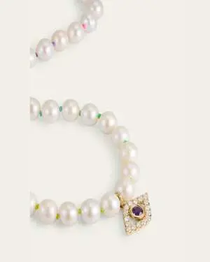 SYDNEY EVAN 14k Yellow Gold And Diamond Evil Eye Necklace