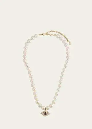 SYDNEY EVAN 14k Yellow Gold And Diamond Evil Eye Necklace