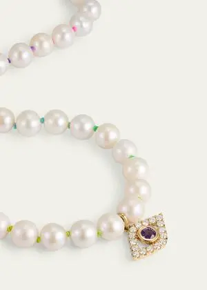 SYDNEY EVAN 14k Yellow Gold And Diamond Evil Eye Necklace