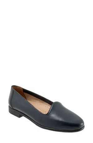 Trotters Liz Leather Flat - Navy