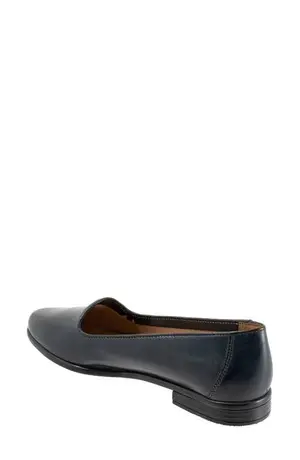 Trotters Liz Leather Flat - Navy