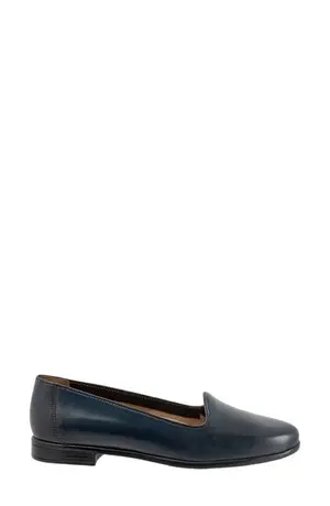 Trotters Liz Leather Flat - Navy