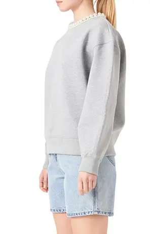 GREY LAB Imitation Pearl Embellished Crewneck Sweatshirt