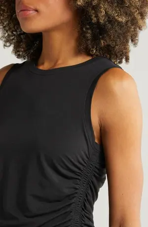 Zella Breathe Ruched Tank - Black