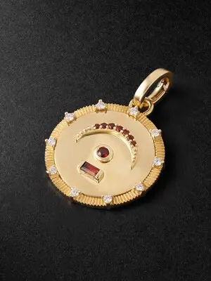 FOUNDRAE Pause 18-karat Garnet And Diamond Pendant - Gold