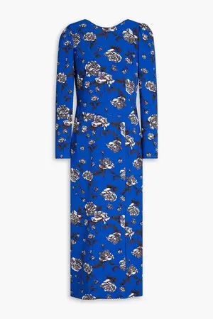 Red Valentino Floral-print Crepe Midi Dress - Royal Blue